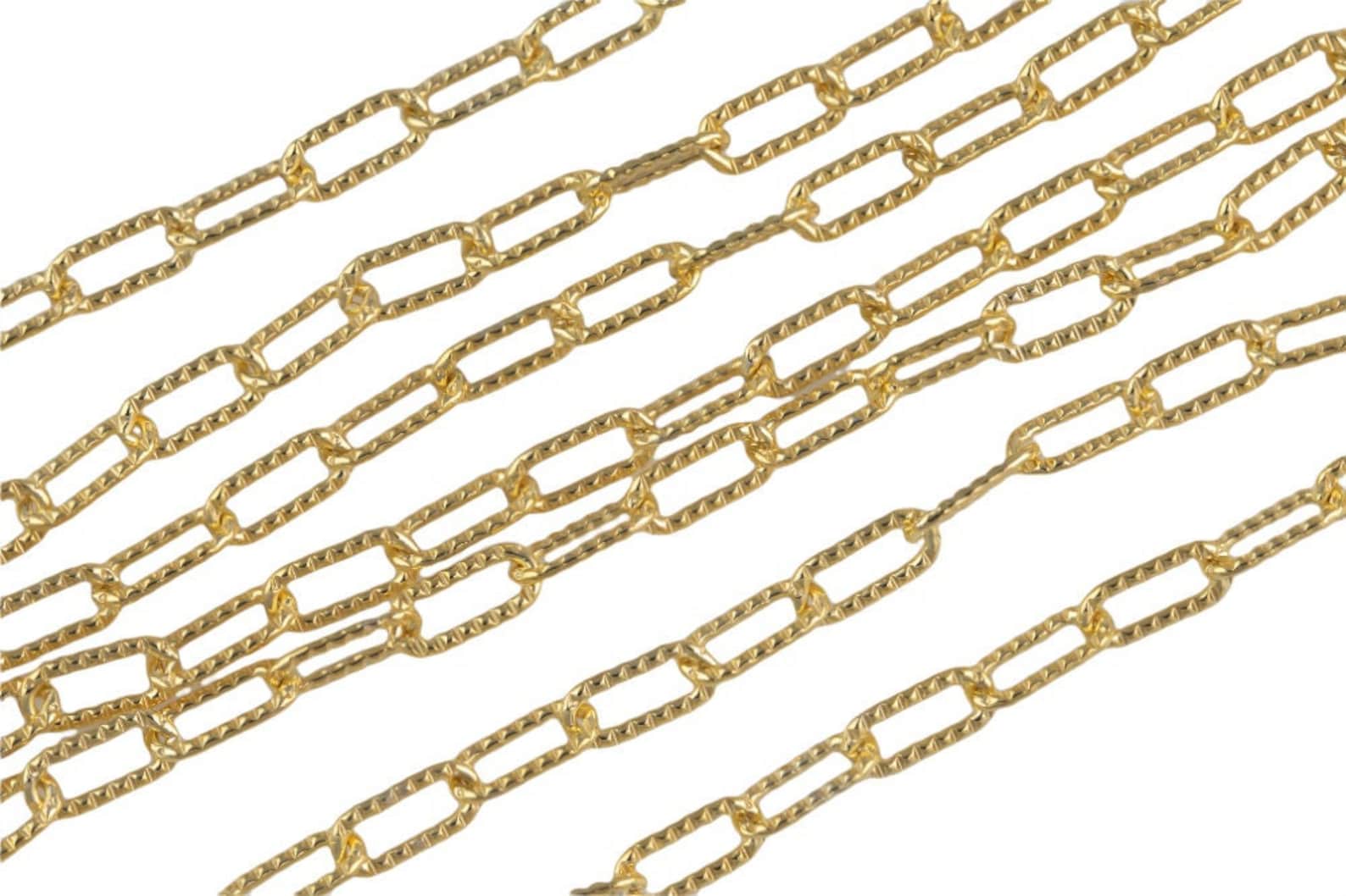 USA MADE Gold Filled Paper Clip Chain Twisted Texturized Tubed - Etsy