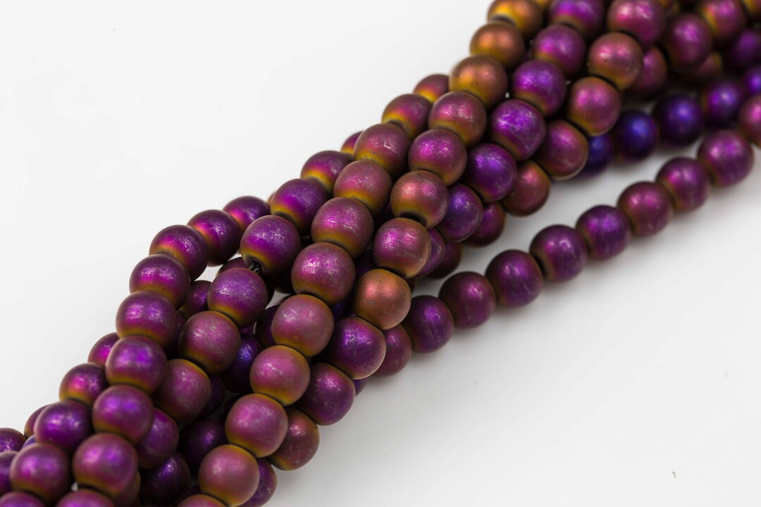 Mystic Matte Purple Metallic HEMATITE Beads. Round Smooth. 2mm, 4mm ...