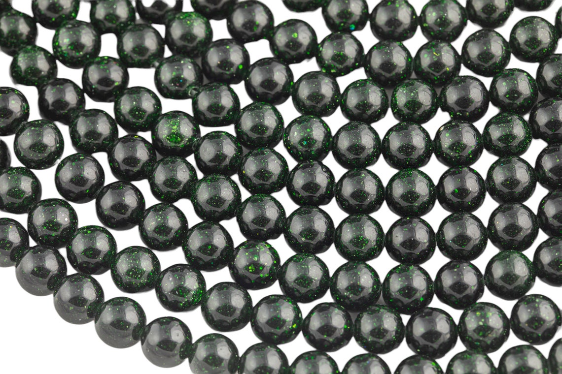 Green Goldstone Sandstone Grade AAA Round Beads. Full 15.5 - Etsy