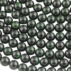 Green Goldstone Sandstone Grade AAA Round Beads. Full 15.5 Inch Strand ...