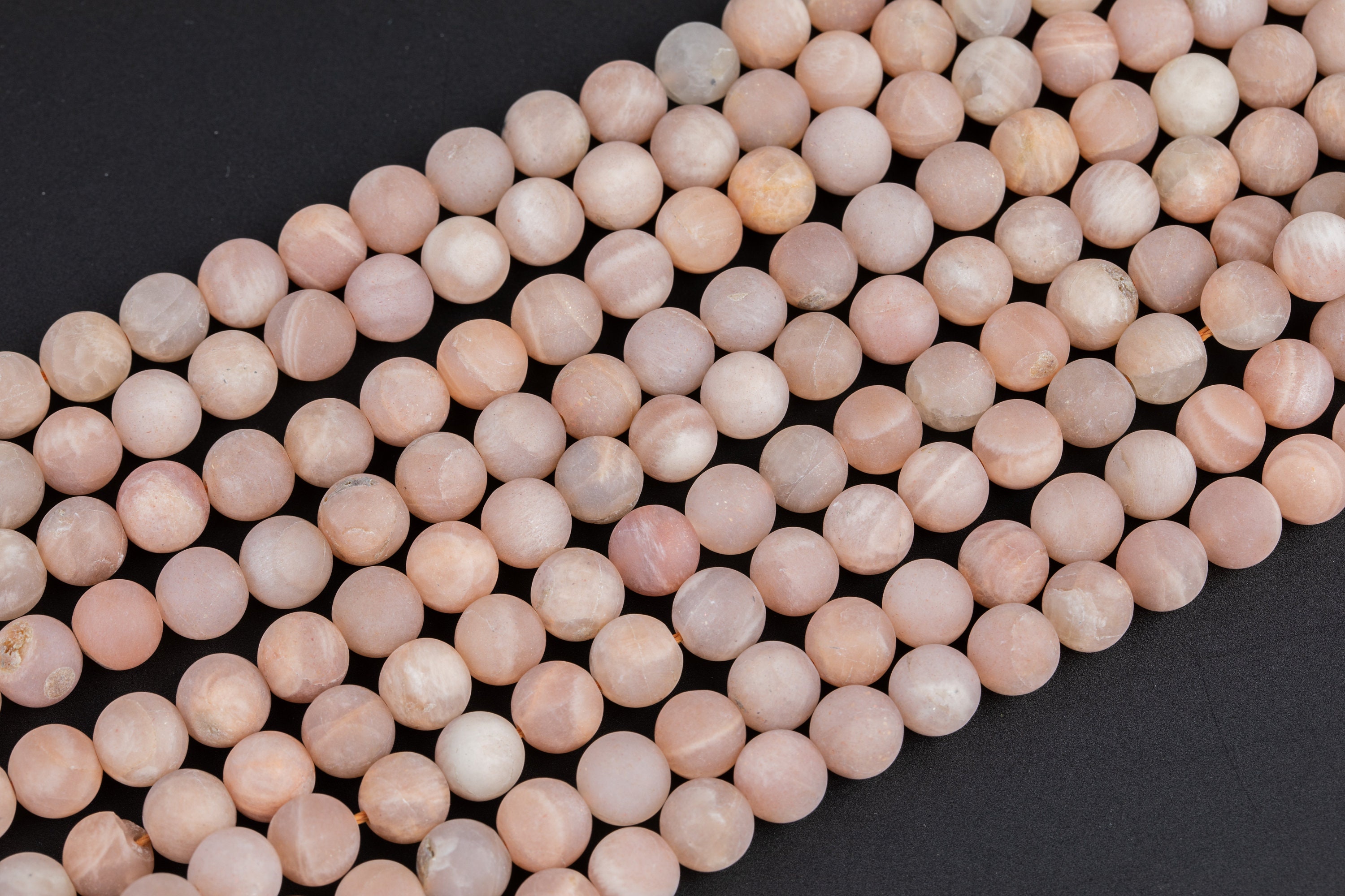 Natural Pink Moonstone Sunstone Beads Matte Round Beads A - Etsy