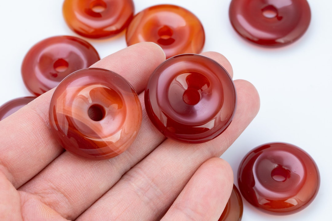 Natural Carnelian Quartz Donut Circle Pi Stone Pendant - Etsy
