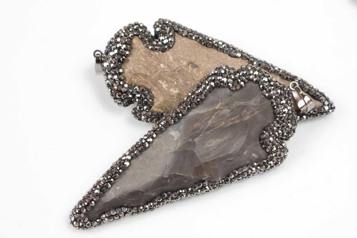 ARROWHEAD Pave Hematite Diamond Crystals Wrapped Arrowhead 2.5 ...