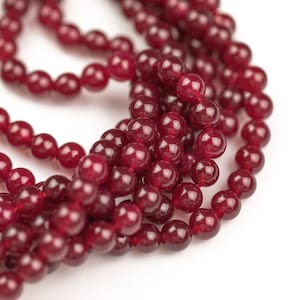 Maroon-jade Smooth Round- 6mm 8mm 10mm 12mm-full Strand 15.5 Inch ...