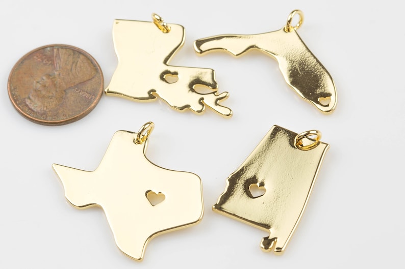 State Charms Texas Louisiana Florida Alabama Charms Medium - Etsy