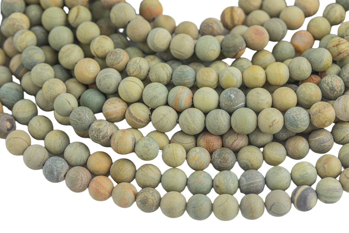 Natural Silver Leaf Jasper, High Quality in Matt Round- 6mm ,8mm, 10mm ...