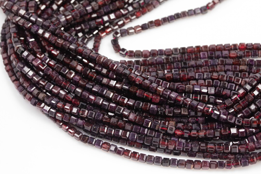Natural Garnet Faceted Cube Beads Size 4mm 15.5" Strand - Etsy