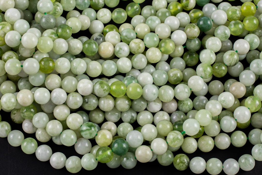 Natural Flower Green Serpentine Jade 6mm 8mm 10mm Round Beads Jade 15.5 ...