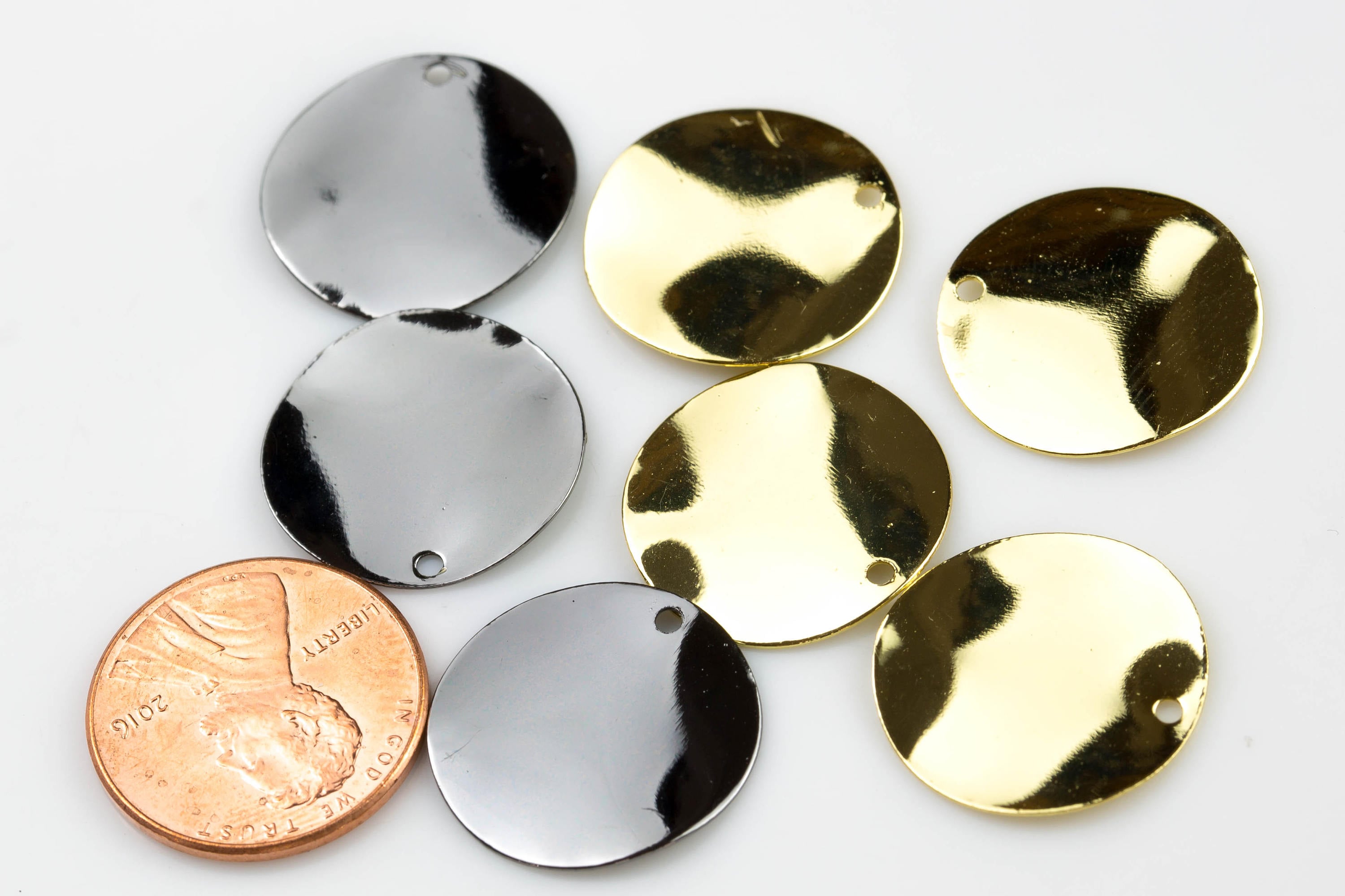 Gold Plated and Gunmetal Plated Brass wavy Coin and Connector | Etsy