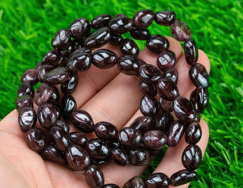 Red Garnet Stretchy String Oval Bracelet Natural Crystal - Etsy
