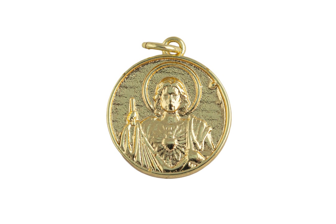 1pc 18k Gold Medallion Jesus God Catholic Church DIY Necklace Charm ...