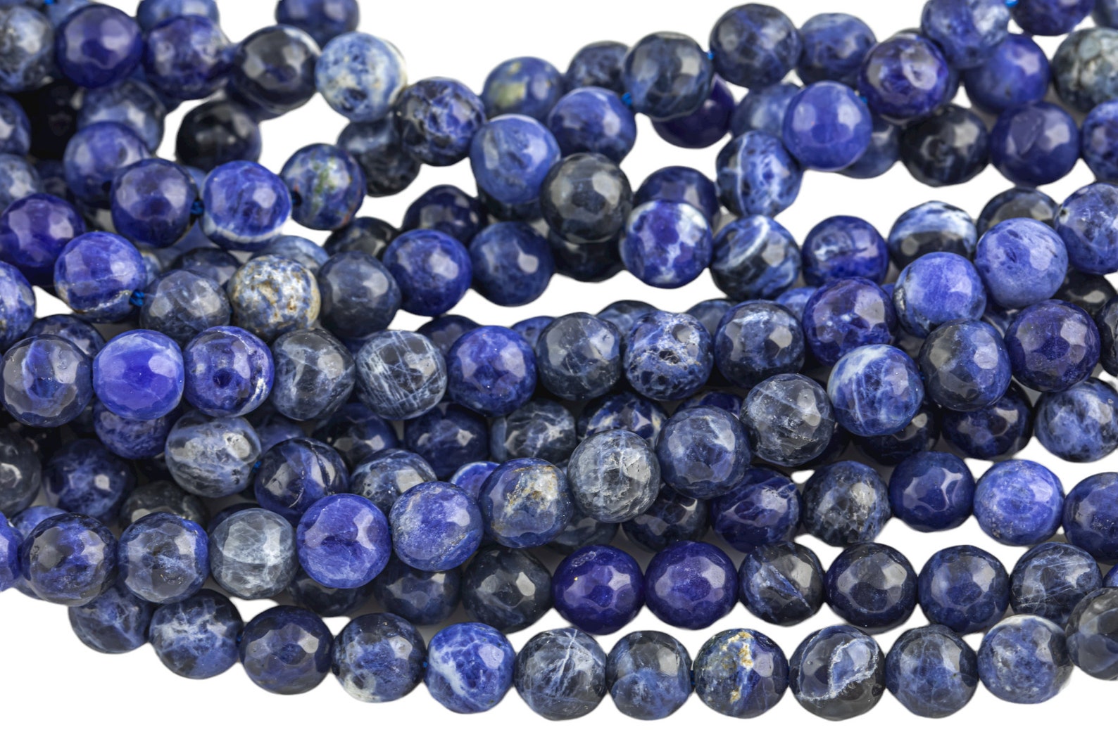 Natural Dark Blue Sodalite, High Quality in Faceted Round, -full Strand ...