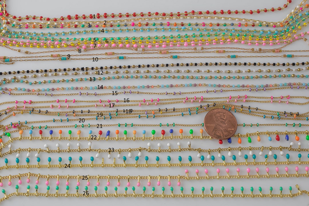 Enamel Chain - Solid Natural Brass - by the Yard- Permanent Jewelry in ...