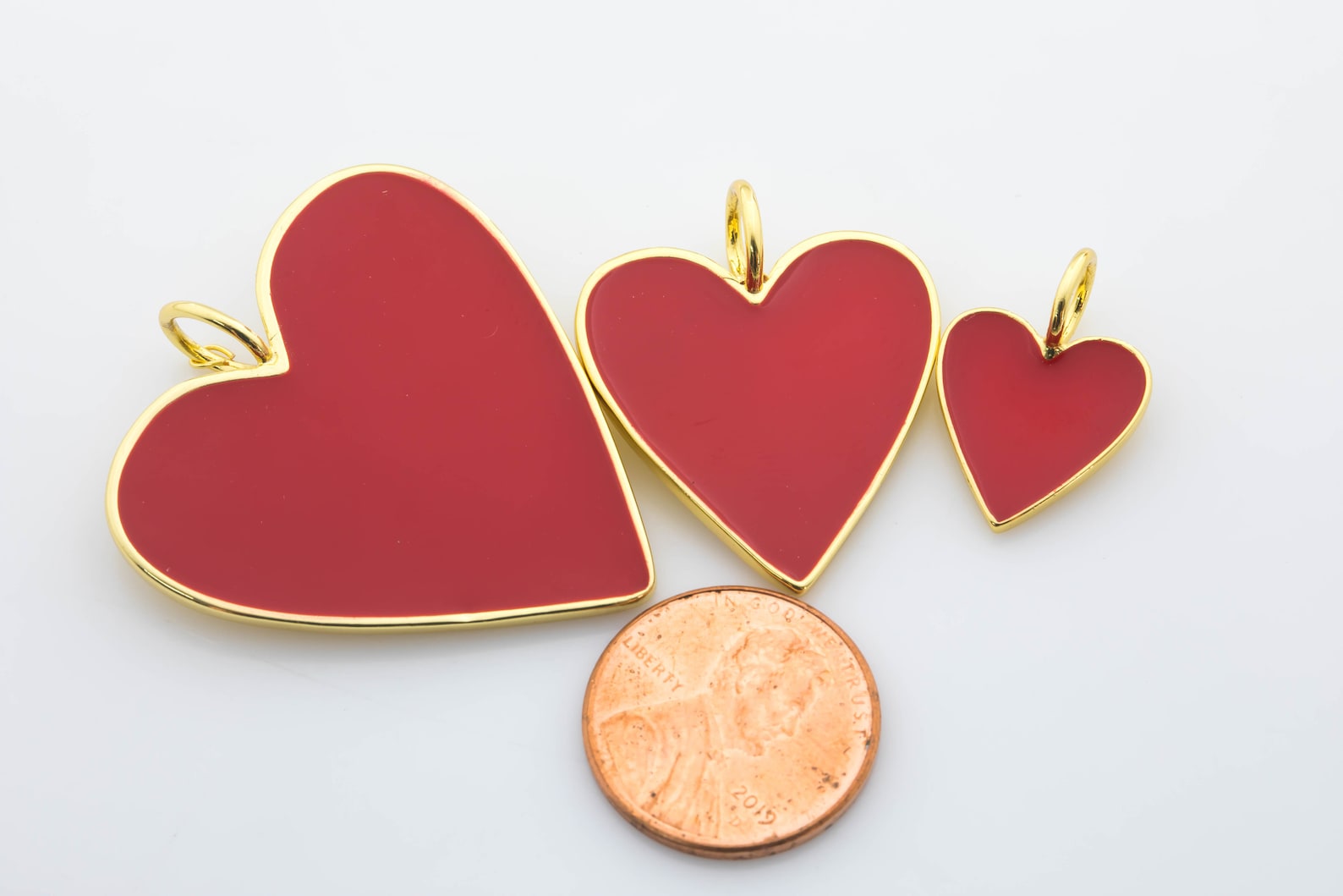 1-2 Pcs 18 Kt Gold Red Heart Enamel Assorted Size Large Bail - Etsy