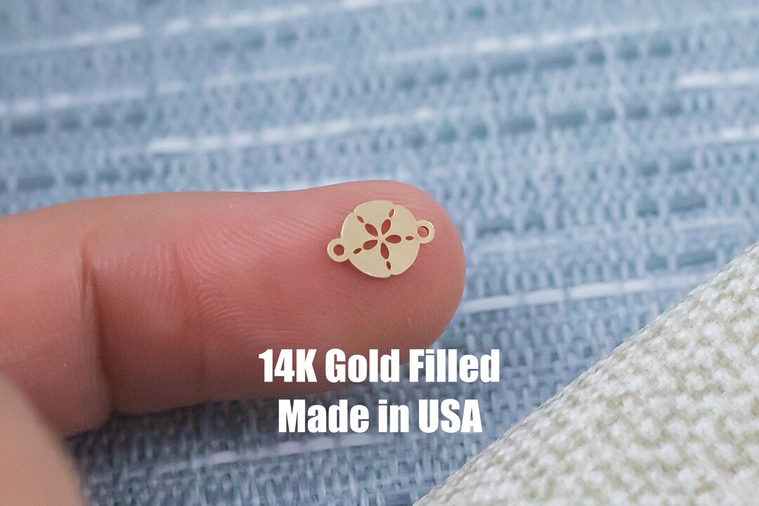 Sand Dollar Simple Jewelry Connector or Charm - Intricate Detail - 14kt ...