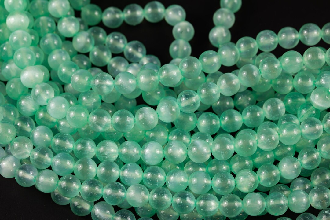 Green Color Selenite Beads Round Beads 6mm 8mm 10mm High Quality Real ...
