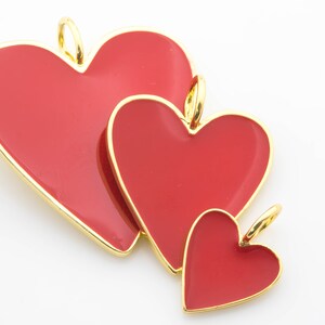 1-2 Pcs 18 Kt Gold Red Heart Enamel- Assorted Size- Large Bail Size - Etsy