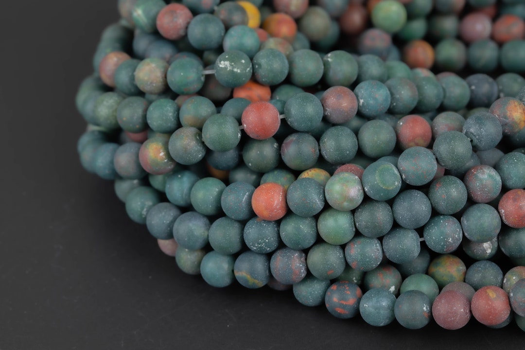 Natural Real Genuine Bloodstone 4mm 6mm 8mm Matte Round Beads Superior ...