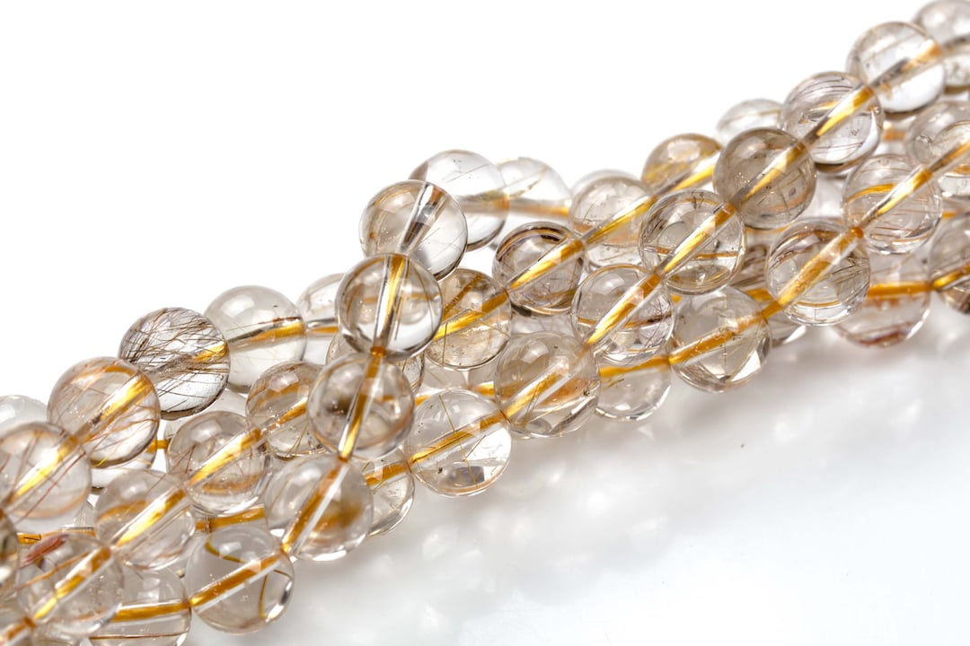 Natural Angel Hair Rutilated Quartz, High Quality in Round- 6mm, 8mm ...