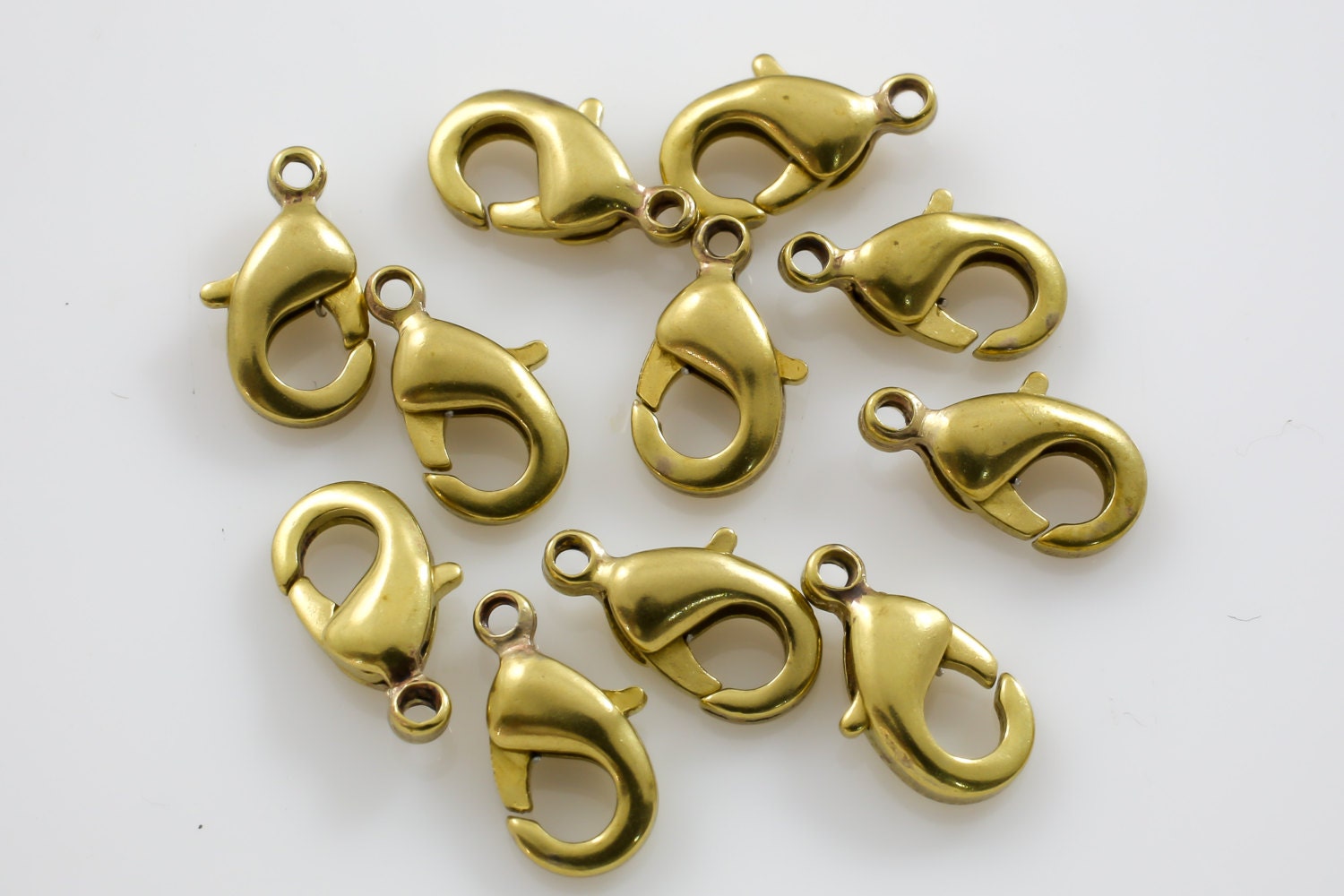 SOLID BRASS Round Lobster Clasps All Sizes - Etsy