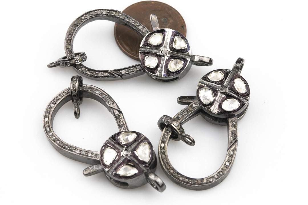 Beautiful PAVE DIAMOND With STERLING Silver Polki Diamond Clasps ...
