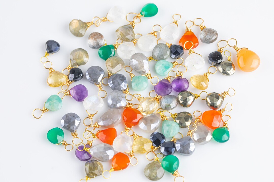 USA Gold Filled Gemstone Charms Drop Pendant Handmade Jewelry Approx. 9 ...