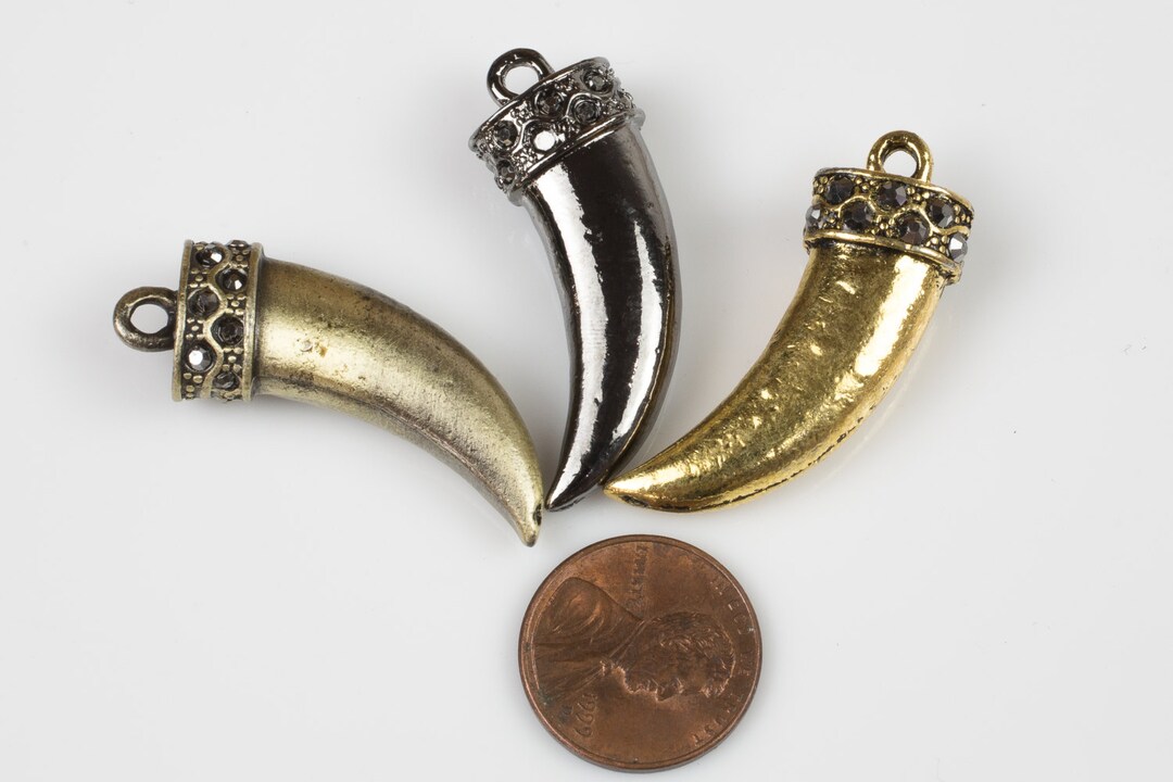 Metal and Rhinestone Horn 13*35mm - Etsy