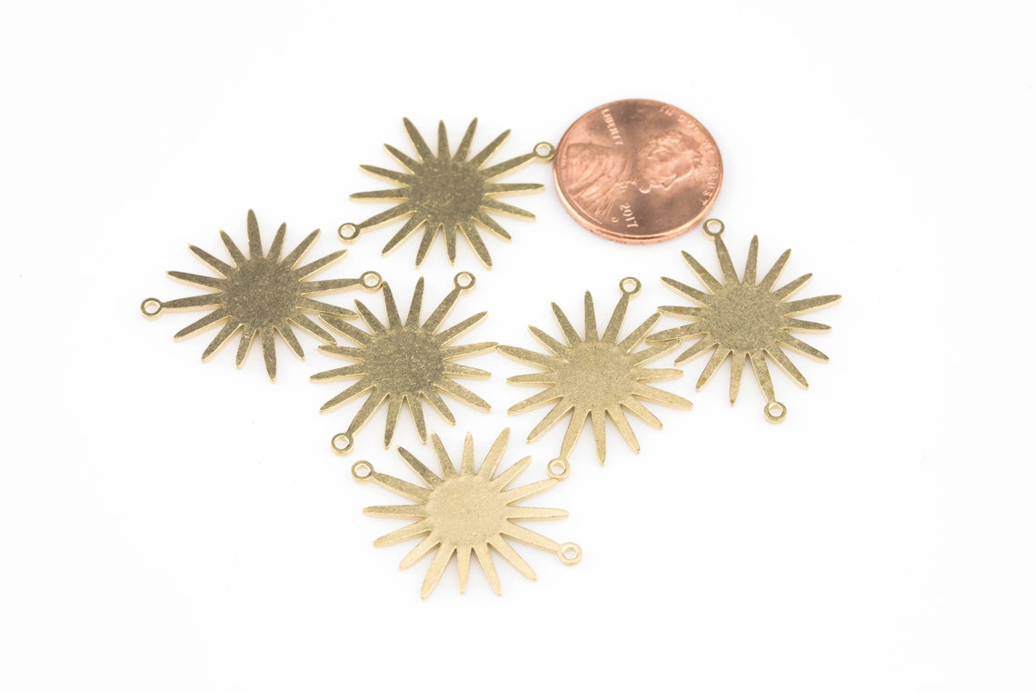 Sun Connector Solid BRASS- Connector- 13x18mm - Etsy