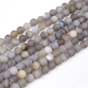 Natural Matt Banded Gray Agate, High Quality in Matte Round, 6mm, 8mm ...
