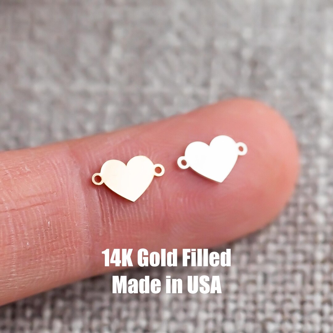 Gold Filled Heart Connector - Sterling Silver or Gold Filled- Permanent ...