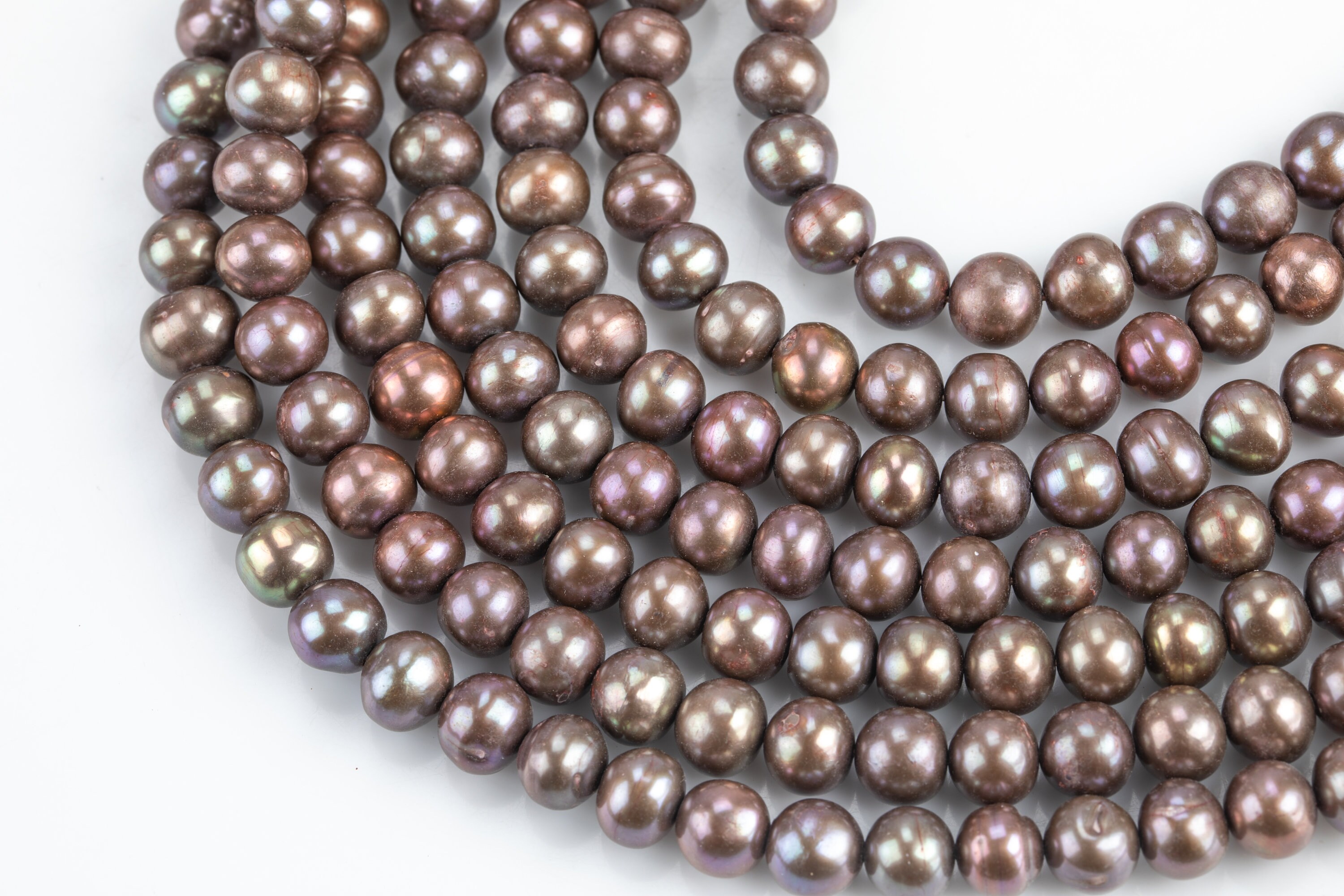AA 7-8mm Natural Freshwater Pearls Off Round 1 Full Strand | Etsy
