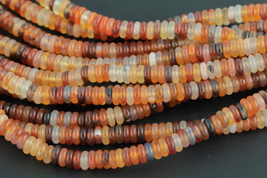 Natural Light Carnelian- High Quality in Smooth Saucer Roundel, 2x6mm ...