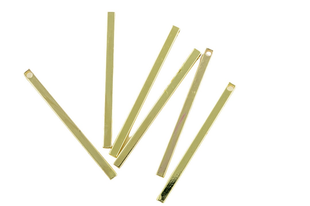 Skinny Square Bar Charm- Gold- 2mm Thick- 40mm - Etsy