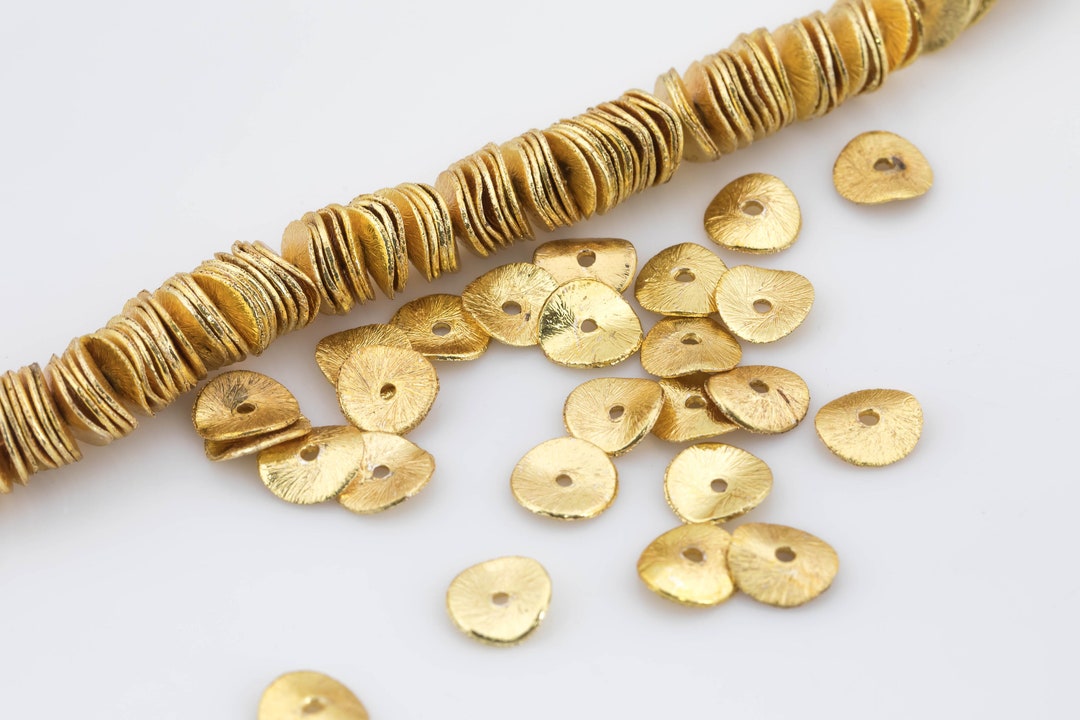Brushed Gold Copper Wavy Disc, All Sizes! 8 Inch Strand! - Etsy