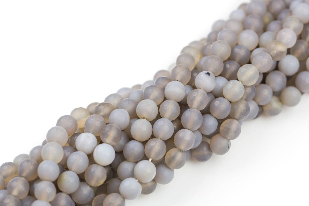 Natural Matt Banded Gray Agate, High Quality in Matt Faceted Round, 6mm ...