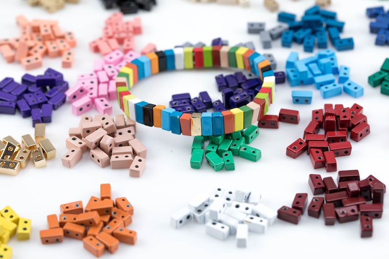 Enamel Beads Rectangular 2-hole Beads for Rings or Bracelets - Etsy