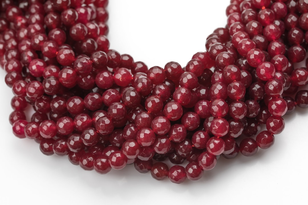 Maroon Jade Faceted Round Beads 4mm 6mm 8mm 10mm 12mm - Single or Bulk ...