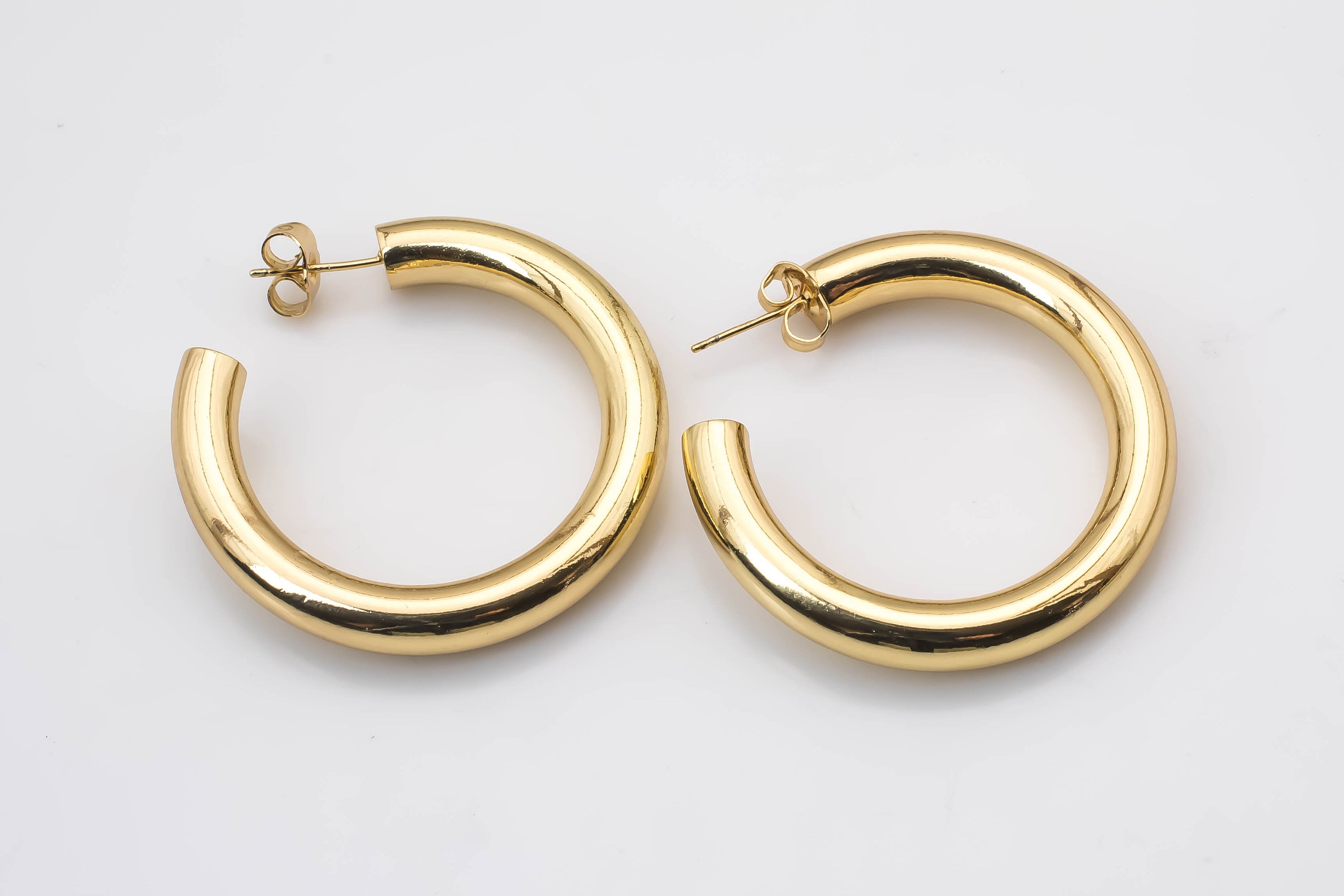 1 Pair Many Sizes Thick Tube Hoops 18K Gold Hoops Large Gold - Etsy