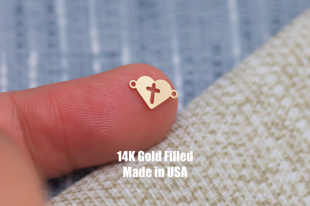 Heart Cross Connector - 14kt Gold Filled Sterling Silver - Connectors ...