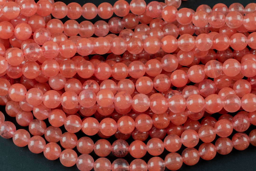 Natural Cherry Quartz, High Quality in Smooth Round-6mm, 8mm, 10mm ...