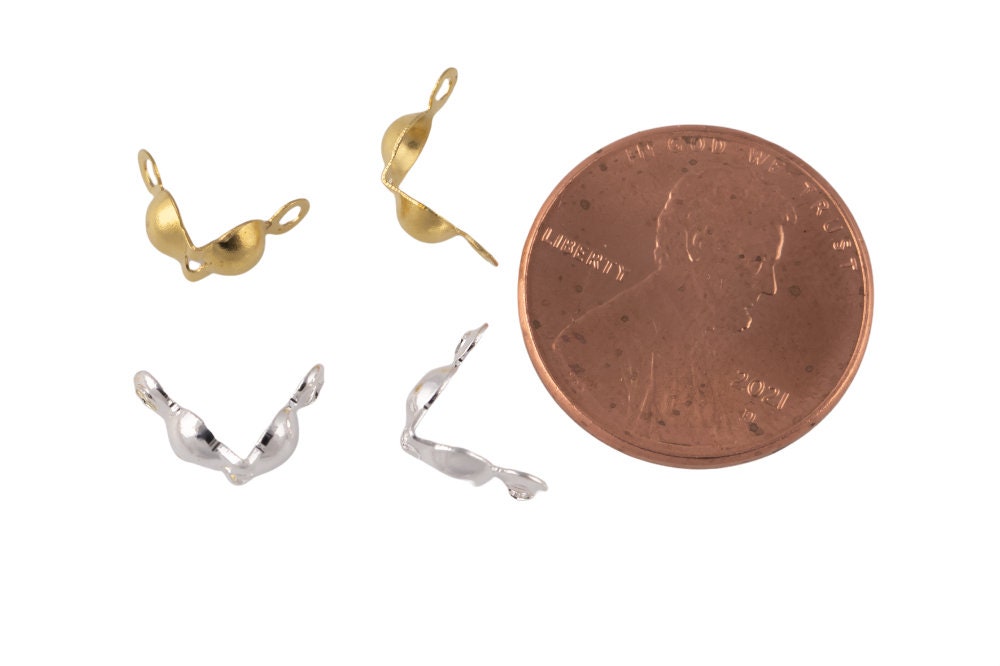 Clam Shell Crimp Tips 4mm Wide High Quality Gold Silver - Etsy