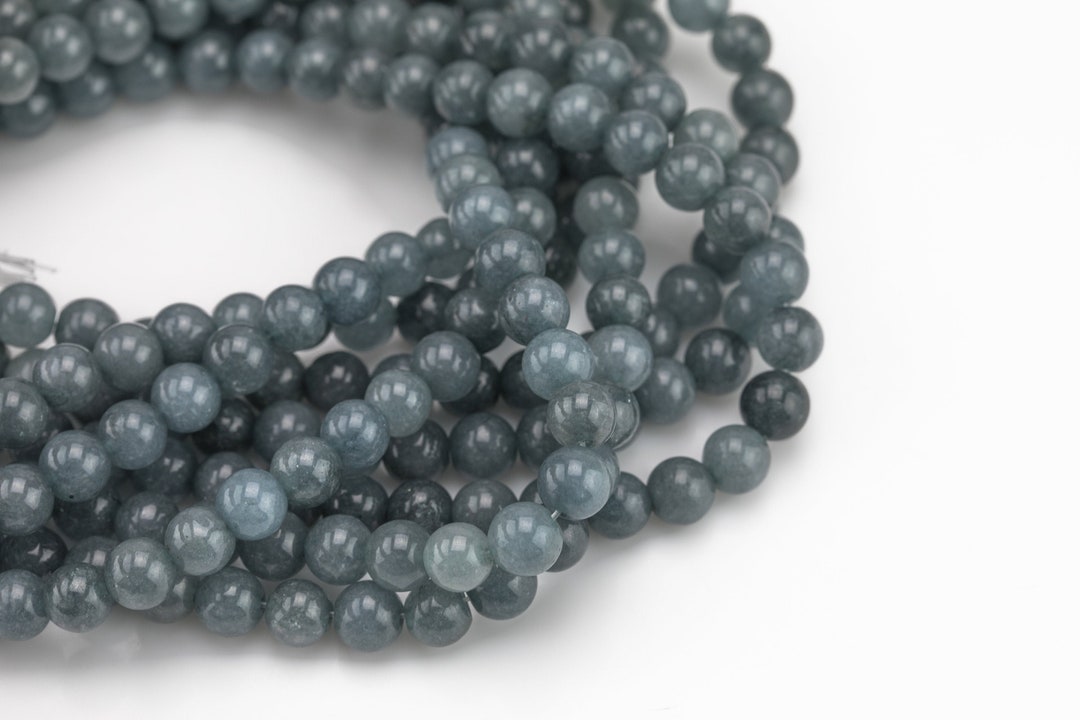 Blue Gray Jade, High Quality in Smooth Round- 6mm, 8mm, 10mm, 12mm ...