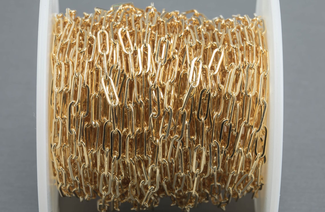 Gold Filled Flat Tubed Chain Elongated Heavy Oval Chain - Etsy