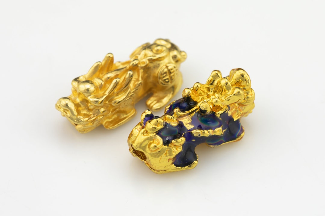 Pixiu Beads - Gold or Silver-smaller Size 10x25mm - Chinese Mystical ...