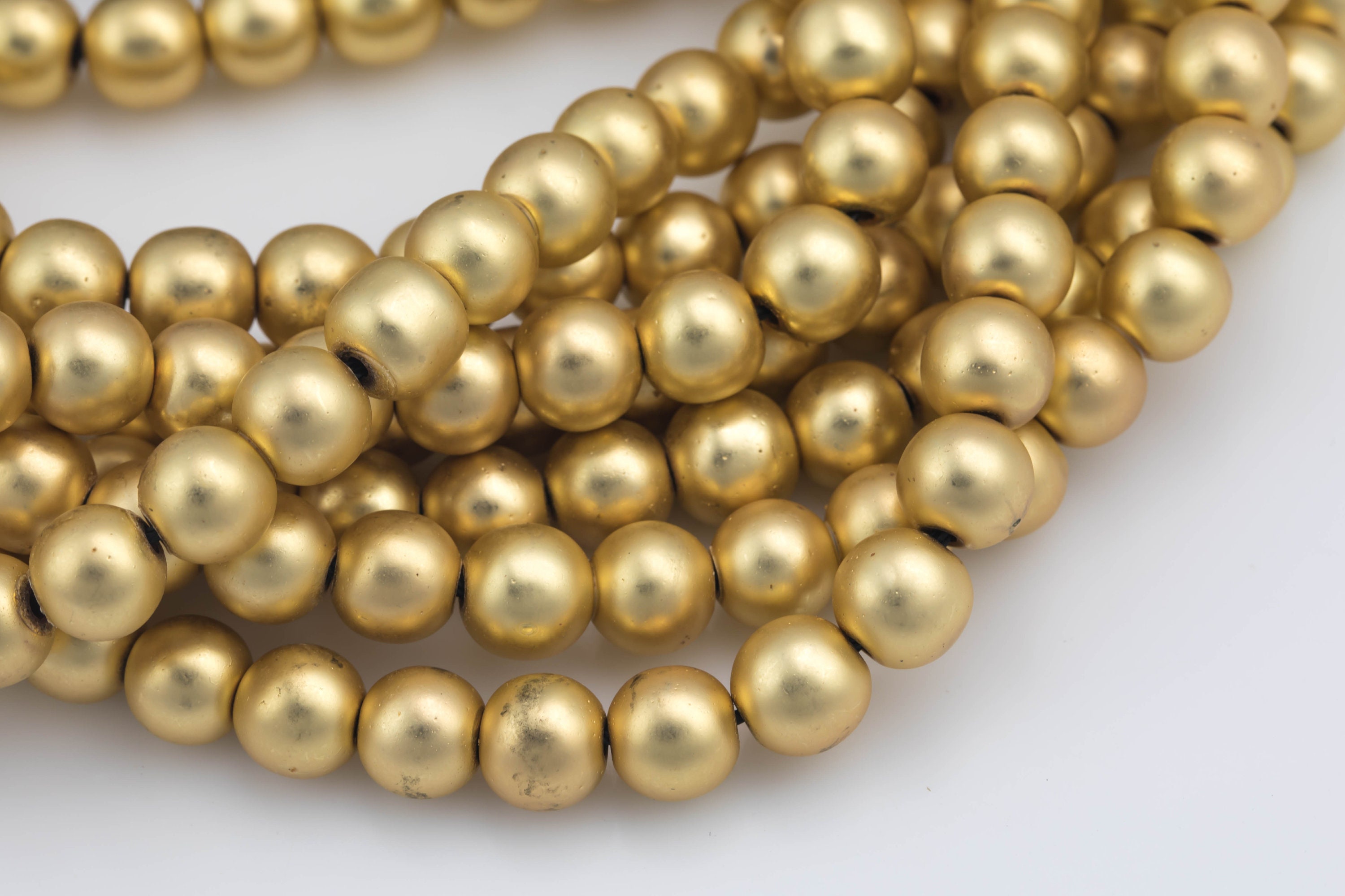 Gorgeous Matte Gold Hematite Smooth Round Loose Beads - Natural ...