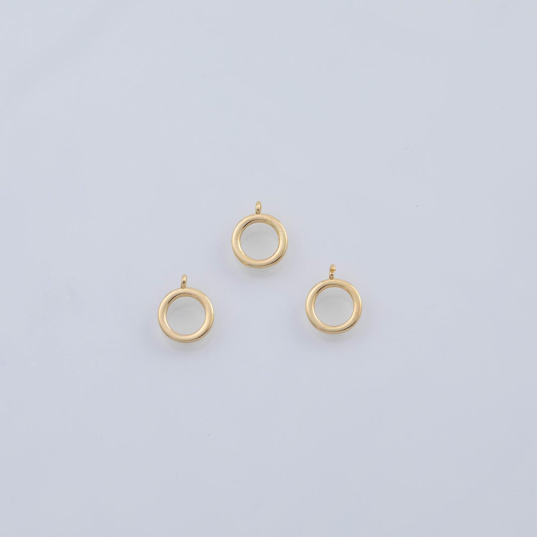 18K Gold PVD Circle Charm Plain Ring Charm 10mm Charm 6x15mm 22k Charms ...