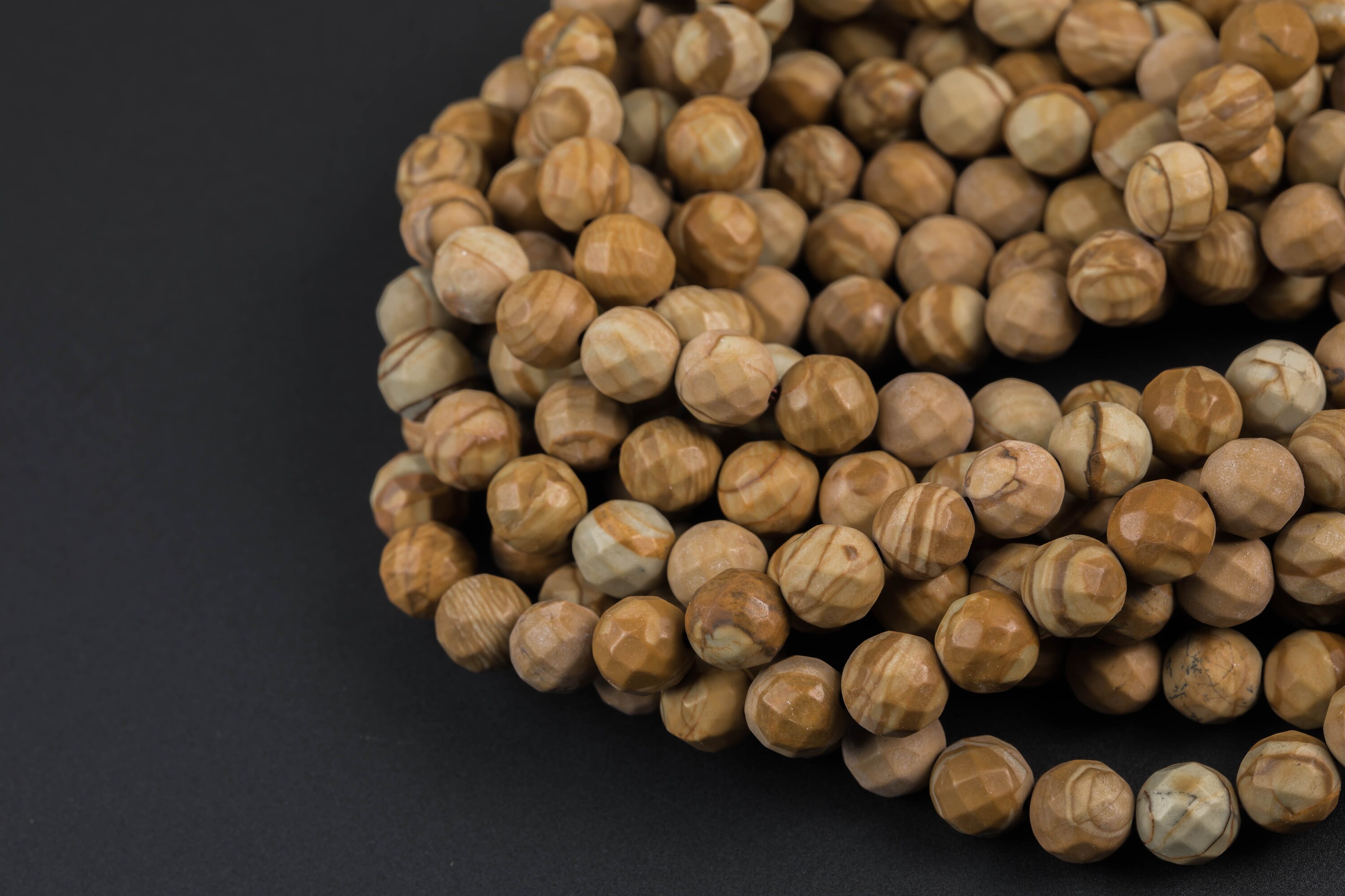 Natural Wood Jasper Faceted Round- Tiger Skin Jasper- 4mm, 6mm, 8mm ...