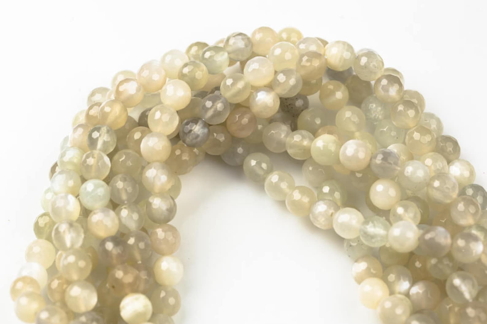 Natural Rainbow Moonstone Milky Cream With Fire Round Facette | Etsy