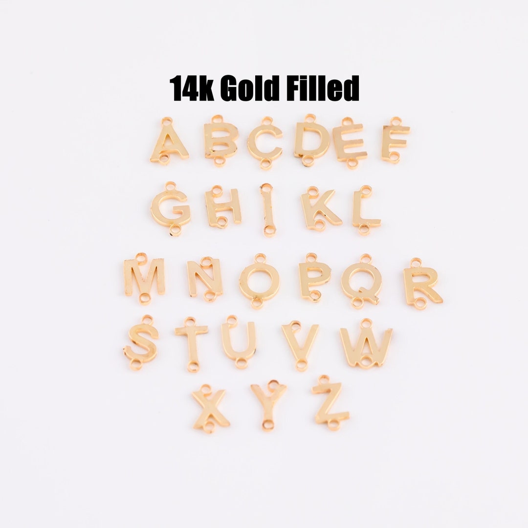14kt Gold Filled Letter Alphabet Connector Charm for Bracelet or ...