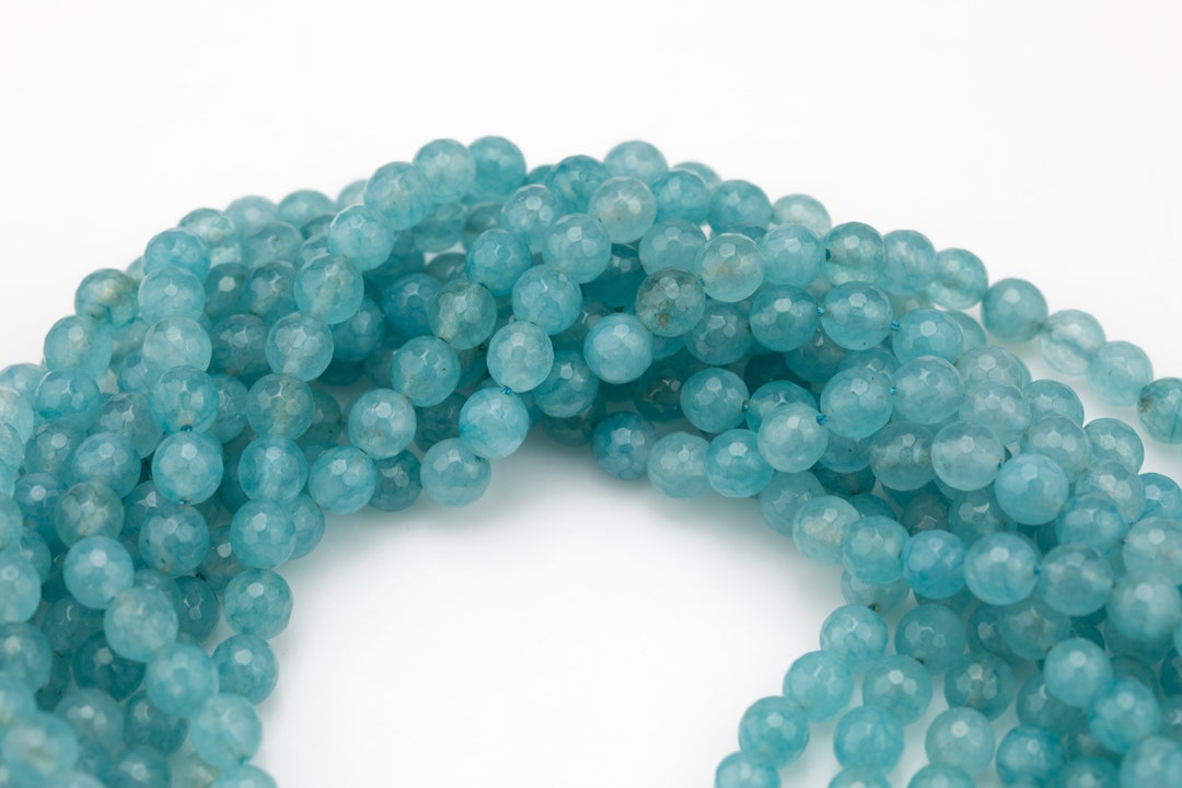 Blue- JADE Faceted Round -full Strand 15.5 Inch Strand, 4mm, 6mm, 8mm ...